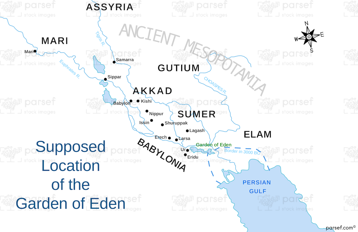 Genesis Garden of Eden Map | Bible Verses Maps Online