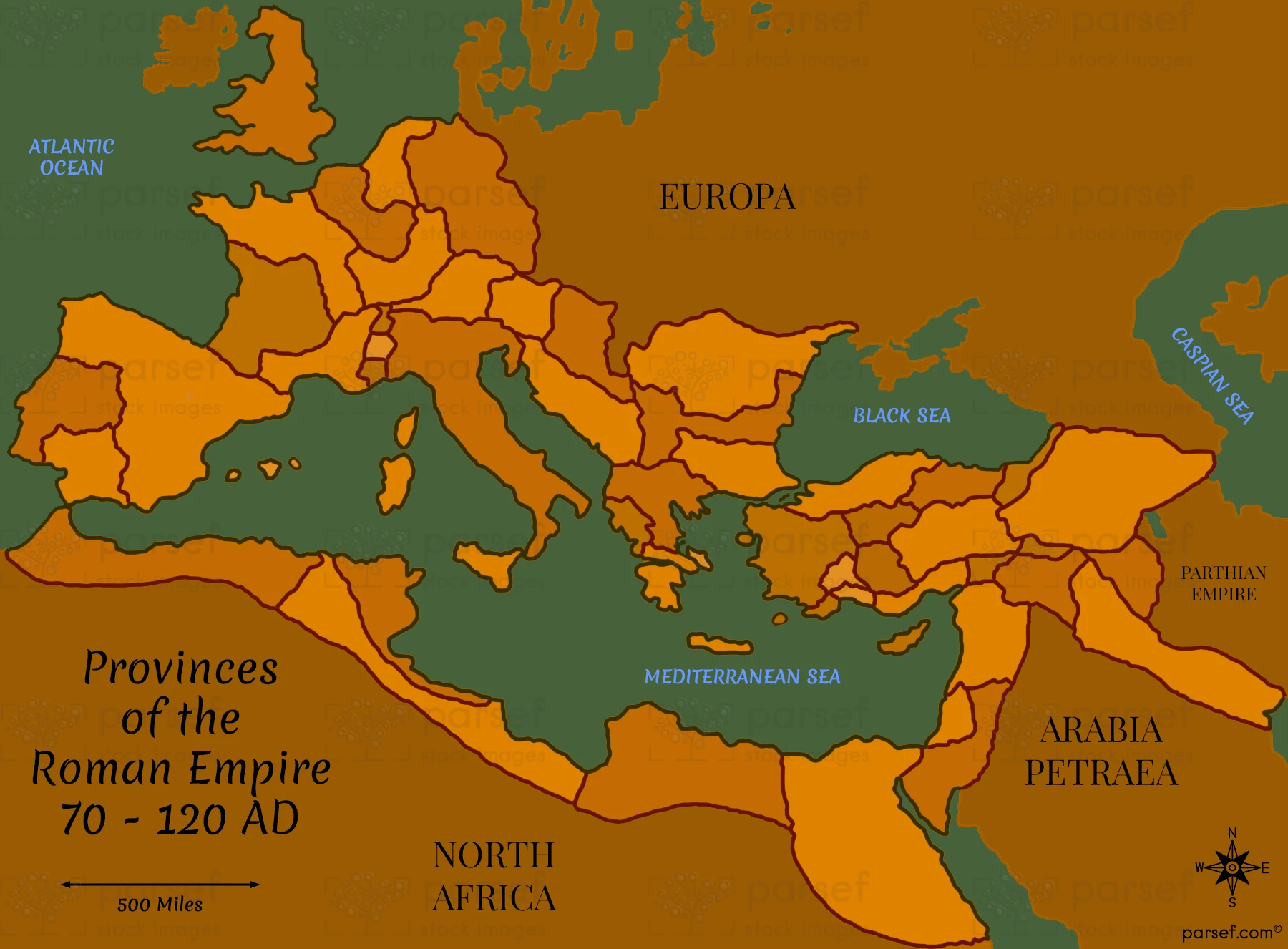 Provinces of the Roman Empire 70 – 120 AD Map | Bible Verses Maps Online